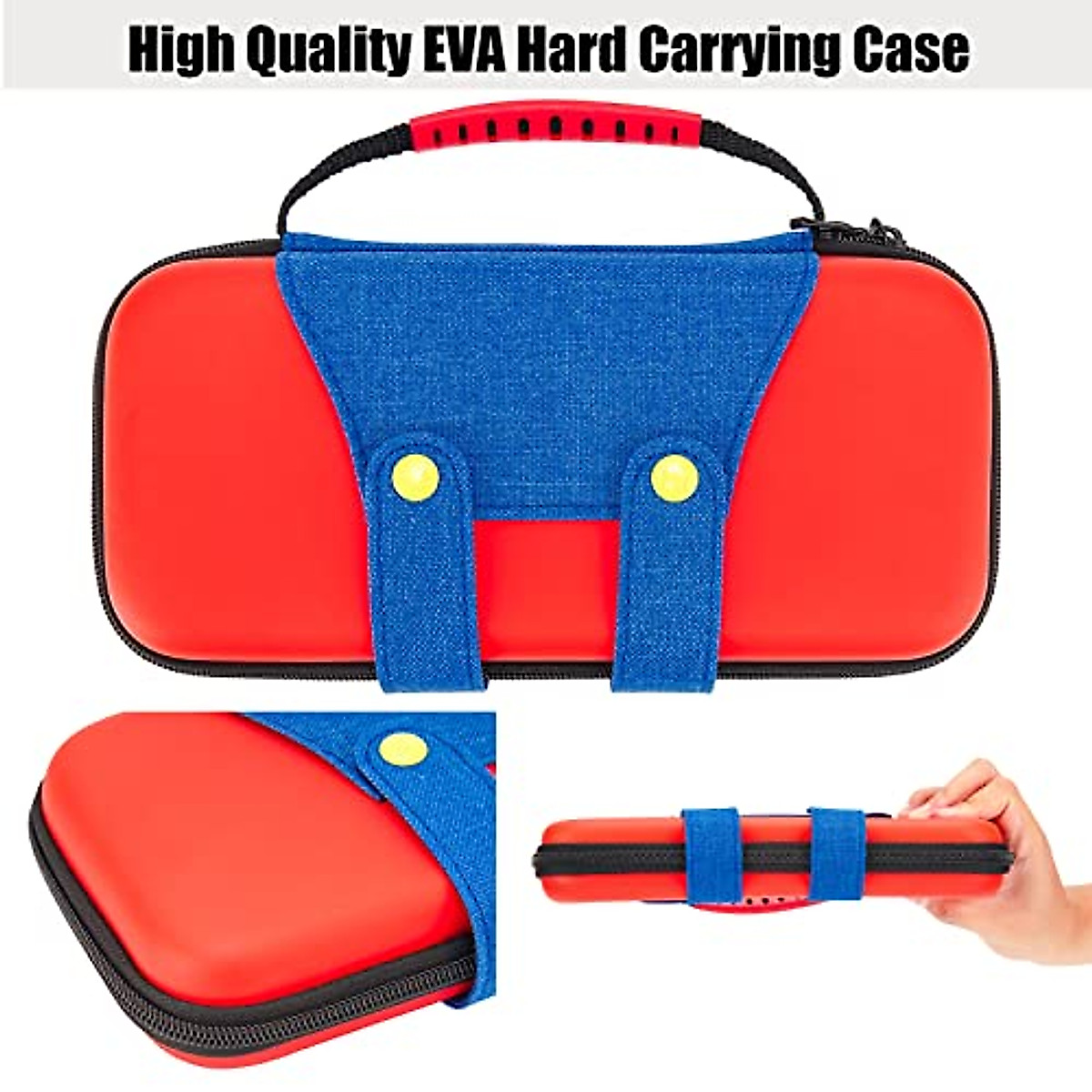 AMORBASE Switch Case Compatible with Nintendo Switch & Switch OLED - 20 Games Holder Protective Hard Shell Travel Carrying Case Pouch for Console & Accessories (Red)