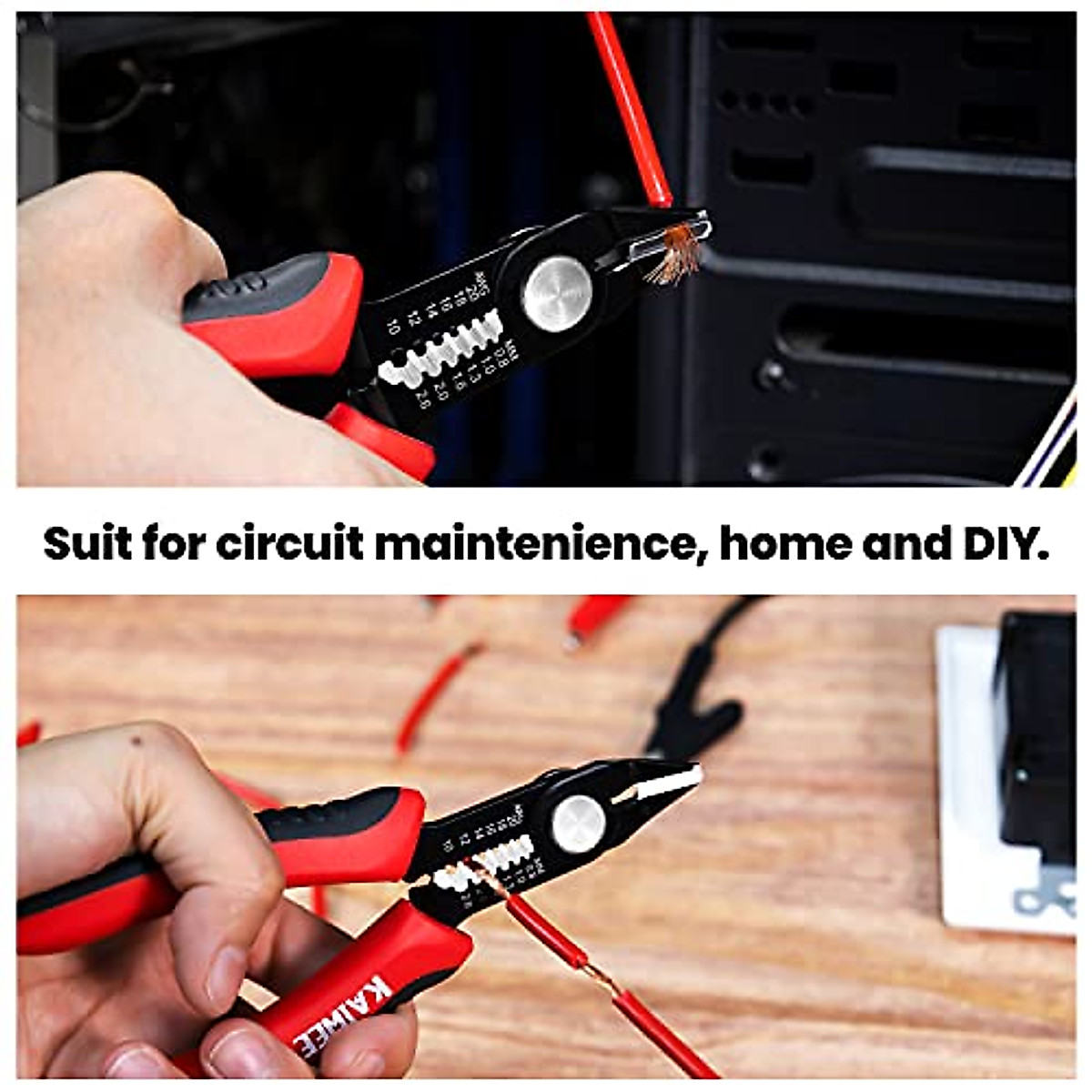 KAIWEETS Wire Cutters 6-Inch Flush Pliers with Supplementary Stripping, Cutting Pliers, Handy and Slim Diagonal Cutters, Sharp Snip