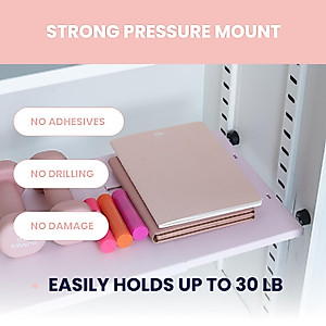 Pink Adjustable Locker Shelf All Metal| Heavy Duty Powder-Coated Steel Locker Organizer for School & Gym | Shelf for Locker with Easy Install, Locker Divider | Locker Organizer Shelf Pink