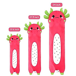 PEACH CAT Long Dragon Fruit Axolotl Stuffed Animal Kawaii Pitaya Axolotl Plush Pillow Toy for Girls and Boys 19.6"