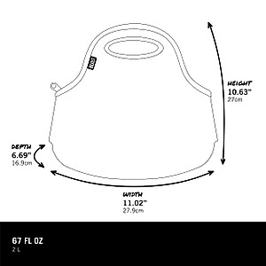 BUILT Gourmet Getaway Soft Neoprene Lunch Tote Bag - Lightweight, Insulated and Reusable, One Size, Black