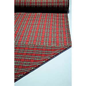Fabric by The Yard - Christmas Plaid Red Green Taffeta Metallic Poly Holiday Fabric 56"W