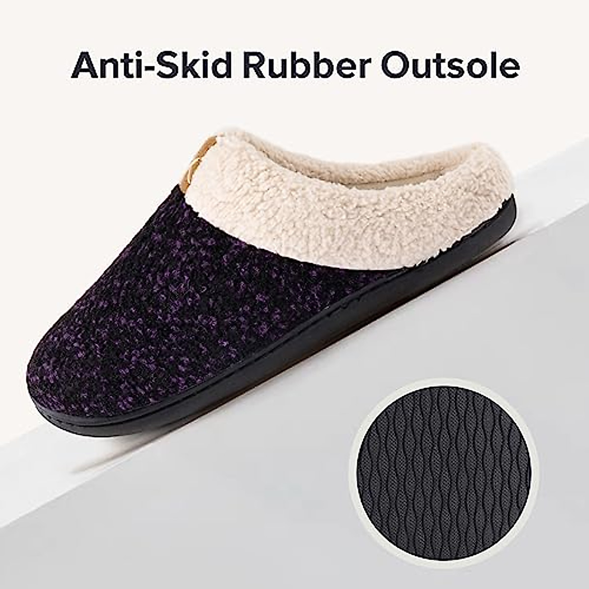 ULTRAIDEAS Women's Comfy Fleece Lined Slippers with Memory Foam (9-10, Purple)