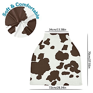 Qilmy Soft Baby Car Seat Covers Canopy for Infants Strollers Canopies for Newborns Babies Nursing Apron Cover for Breastfeeding, Cow Print