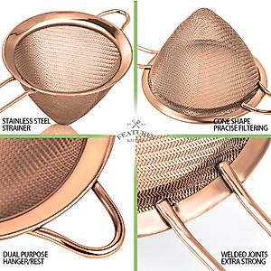 2 Pack Stainless Steel Small Food Strainer, Fine Mesh Sieve with Long Handle, Cocktail Strainer For Cocktails, Tea Herbs, Coffee & Drinks, Rust Proof & Great as Tea Strainer, 3.5inch