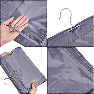 Vercord Hanging Purse Organinzer Handbag Tote Hanger Closet Dustproof Storage Bag with Six Pockets Grey