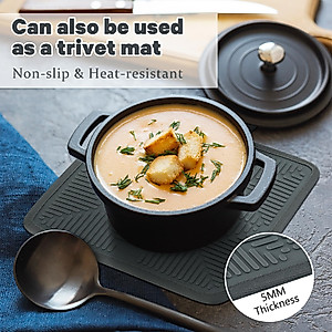 PIQUEBAR Pot Holders Heat Resistant 450℉ Oven Hot Pads Anti-Slip Silicone Potholder with Cotton Pockets, Multipurpose Trivets for Kitchen Cooking, Baking 2 Pack (Dark Gray)