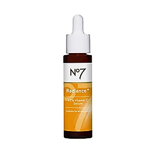 No7 Radiance+ 15% Vitamin C Serum - Face Serum for Glowing Skin - Re-energizing Vitamin C Facial Serum for Dull Skin - Skin Care Serum for Daily Use (0.84 oz)