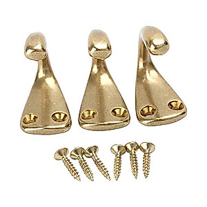 RZDEAL 3PCS Vintage Coat and Hat Hook Brass Classico Wall Hanging for Bath Stands Clothes Hangers Scarf Towel (Gold)