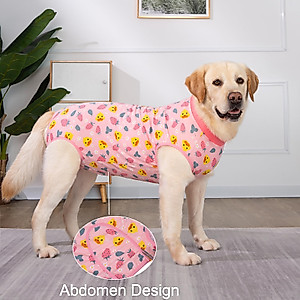 Recovery Suit for Dogs After Surgery, Large Medium Dog Recovery Onesie Surgical Suit for Prevent Licking Cone Alternative, Soft Cotton Covers Wound Body Suit for Male Female Dogs(4XL,Duck Pink)