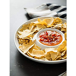 LAUCHUH Porcelain Chip and Dip Serving Set Divided Serving Trays Appetizers and Cheeses Serving Platter Compartment Dish 12-inch set of 1