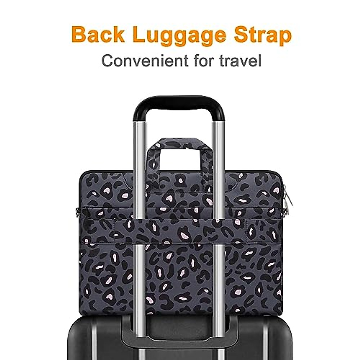 MOSISO Laptop Bag for Women, 15 inch Computer Bag Compatible with MacBook, HP, Dell, Lenovo, Asus, Notebook, 15.6 inch Laptop Messenger Shoulder Bag with Strap, Pink Cheetah Print Black Base