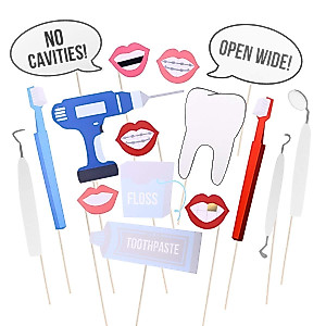 BinaryABC Dentist Photo Booth Props,Doctor Photo Booth Props,Dentist Graduation Party Supplies 16pcs