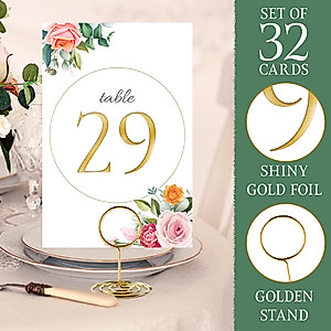Table, Numbers, Cards 1-30 and Mini Table Numbers, Holders, Table, Numbers, Card for Wedding, Anniversary, Birthday, Party Table, Numbers, Cards Floral, Size 4'x6' Plus Head Table Card and Gift