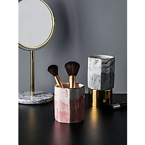 123Arts Ceramic Marble Pen Holder Makeup Brush Storage Container Home Storage Container