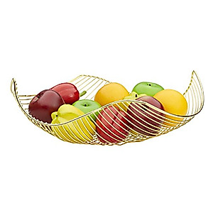 Vistella Fruit Bowl Basket in Shiny Gold - 6 Colors Available - Stainless Steel Wire Design with Modern Styling - Decorative Countertop Centerpiece