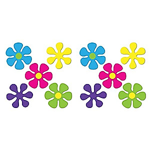 Beistle 10 Piece 1960's Colorful Mini Retro Groovy Flower Shaped Cut Outs with A 60's Vibe Party Decorations, 4.5", Multicolored