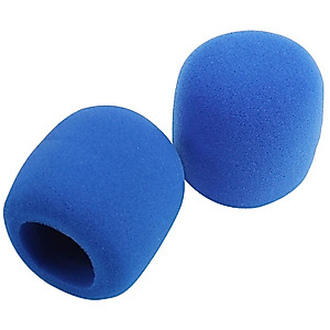 Fielect 5Pcs Microphone Cover Sponge Foam Mic Cover Handheld Microphone Windscreen Protector Mic Foam Cover Filter Blue for Karaoke DJ, KTV, Broadcasting