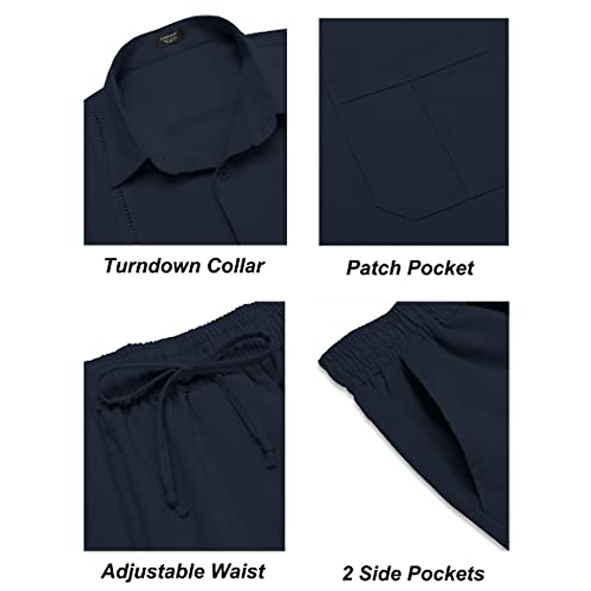 COOFANDY Men's 2 Pieces Linen Set Button Down Shirts and Loose Pants Wide Leg Baggy Beach Yoga Trousers Outfits