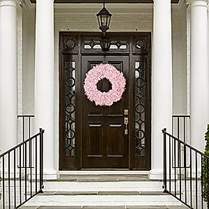 FRAKYEN Christmas Wreath Merry Christmas Garland Holiday Door Wreath Xmas Wreath with Pink Accents for Outdoor Indoor Home Party Décor,12inch