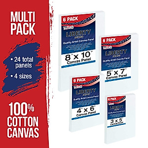 U.S. Art Supply Multi-Pack 6-Ea of 3x5, 4x6, 5x7 & 8x10 inch Professional Quality Small Artist Canvas Panel Board Assortment Pack (24 Total Panel Boards)