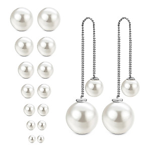 JewelrieShop Pearl Earrings Faux Pearl Stud Ball Earrings Hypoallergenic Pearl Drop Dangle for Women (7 Pairs Studs and 1 Pairs Dangle Earrings)