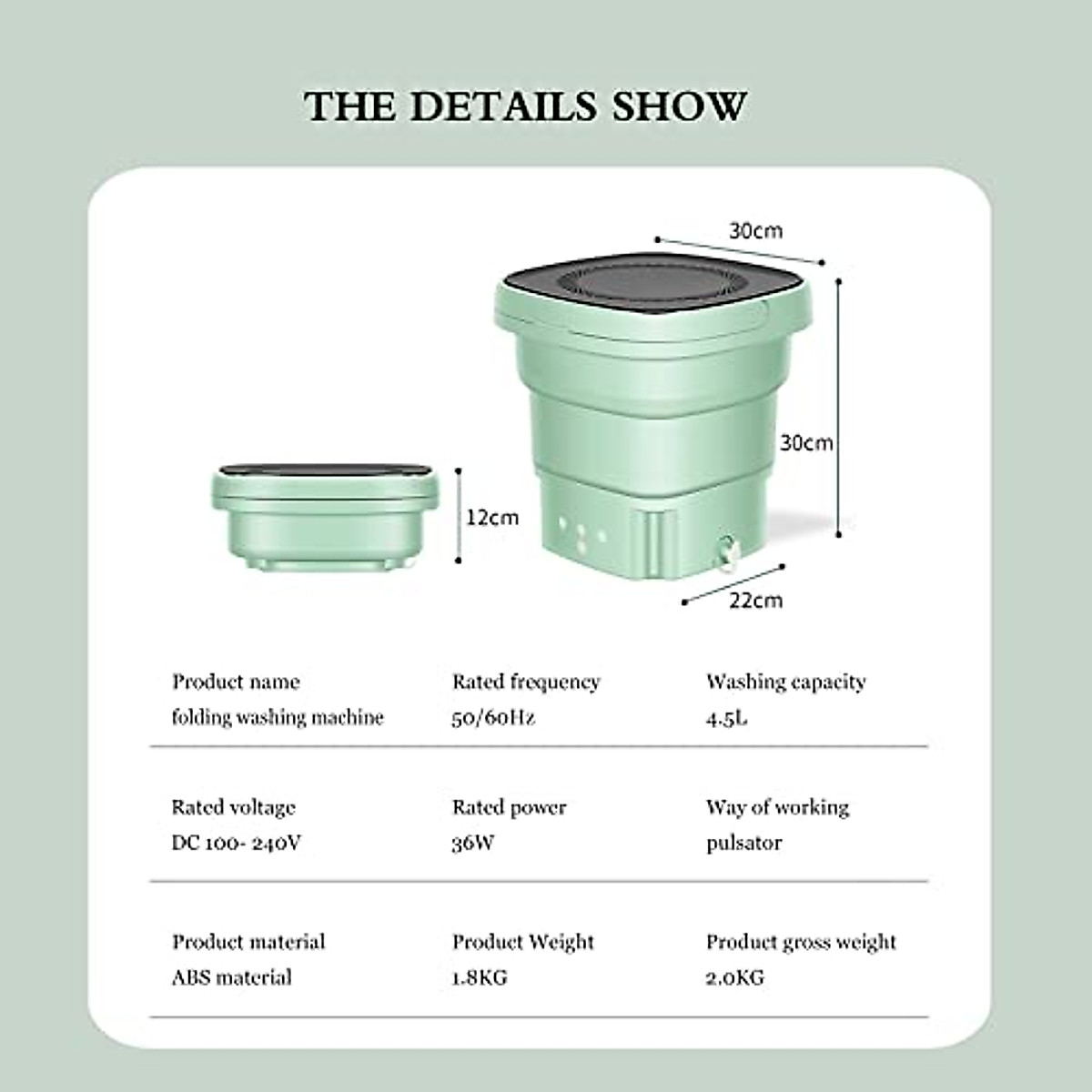 4.5L Mini Portable Washing Machine Lightweight Underwear Washer,Foldable Washer with Spin Dryer for Baby Clothes, Socks, Towels,Bucket Automatic Perfect for Camping, Travelling, Apartment, Dorm