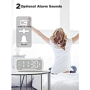 Alarm Clock with Bluetooth Speaker, FM Radio,Bedside Alarm Clock with 2 USB Chargers,Adjustable Dimmer and Volume,12/24H,Snooze,Battery Backup,Plugged in Clock Radio for Adult Kid Heavy Sleeper