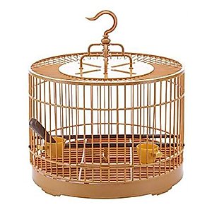 Round Bird Cage, Plastic Bird House Carrier, Vintage Style Hanging Bird Cage with 2 Feeding Cups for Small Birds Parrot (30cm in Diameter)