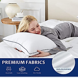 HomeMate Bed Pillows for Sleeping - Queen Size(20''x28'') Set of 2 Allergy Friendly Microfiber Shell Fluffy Down Alternative Filling Breathable Pillow Suitable Back Stomach or Side Sleepers, White