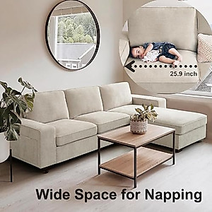 Harkawon 98.6“ Sectional Sofa Couches, Convertible L Shaped Couch for Living Room, Chaise with Storage, Chenille Removable Cover, Couches for Apartment,Dorm, Office