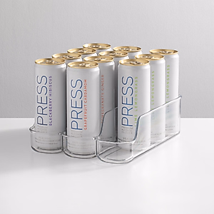 mDesign Small Plastic Kitchen Storage Organizer Divided Bin for Tall Skinny Soda/Pop Cans - 3 Compartments for Kitchen, Pantry, Refrigerator - Clear