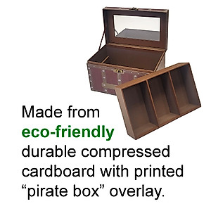 Sunshine Box Factory Treasure Box Chest - Pirate Desktop Size for boys boy jewelry prize prizes rock rocks and trinket trinkets Dimensions 9" x 5.5" x 5.5"