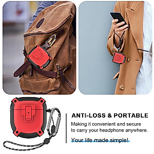 for Bose QuietComfort Earbuds II Case (2022) / NEW QuietComfort Ultra Earbuds Case (2023), Shockproof Protective Safety Lock Case for QuietComfort Earbuds 2/QuietComfort Ultra Earbuds Accessories -Red