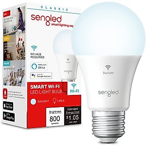 Sengled Smart Bulb, WiFi Light Bulbs, Dimmable Alexa Light Bulb, Smart Bulbs that Work with Alexa & Google Assistant, A19 Daylight (5000K) No Hub Required, 800LM 60W Equivalent High CRI>90, 1 Pack