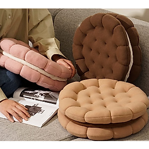 14'' Biscuit Shaped Seat Cushion Short Plush Pillow for Livingroom Decor Graduation Gift (Pink)