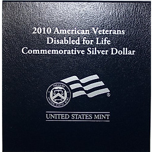 2010 W Commemorative UNC Silver Dollar American Veterans Disabled for Life $1 US mint Brilliant Uncirculated