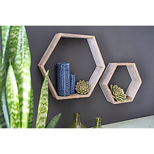 BarnwoodUSA Hexagon Floating Shelves Set of 3 | Rustic Farmhouse Reclaimed Wood Honeycomb Shelves | Wall Hanging Octagon Shelves | Naturally Weathered Gray