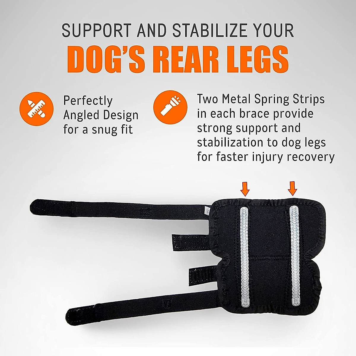 NeoAlly Dog Canine Braces for Rear Legs Super Supportive with Dual Metal Spring Inserts to Stabilize Dog Hind Legs, Help Dogs with Injuries, Sprains, Arthritis, ACL (L Pair)
