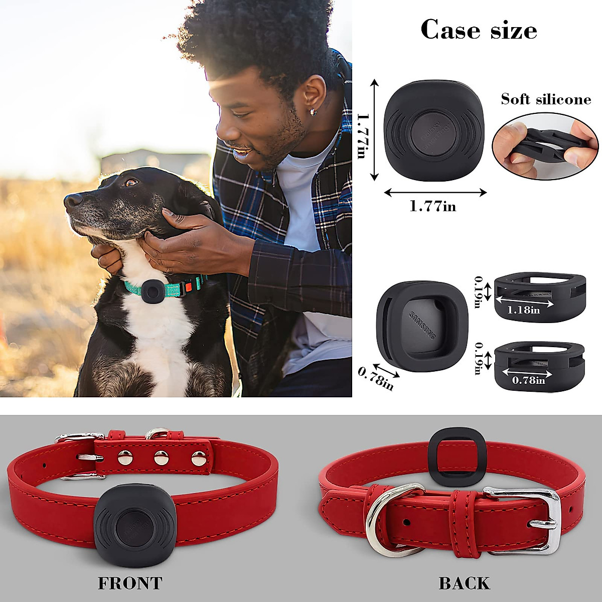 AMOK Silicone Case Holder for Galaxy Smarttag ，Samsung Smart tag+Plus (2 Pack) Item Finder GPS Tracker Tags for Pets, Luggage，Dogs, Cats, and Children,Compatible with Collars & Straps up to 1 inch