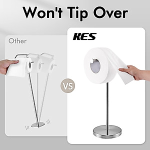KES Toilet Paper Holder Stand SUS 304 Stainless Steel Rustproof Pedestal Lavatory Tissue Roll Holder Floor Stand Modern Brushed Finish, BPH283S1-2