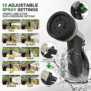 Expandable Garden Hose 50ft - New Patented Water Hose with 40 Layers of Innovative Nano Rubber - Real Leak-Proof Water Hose - 10-Function Spray Nozzle - Lightweight, Durable, Flexible (Black)