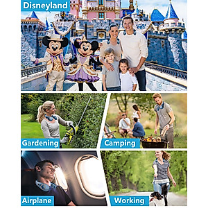 Portable Neck Fan Rechargeable,Personal Fans for Your Neck Battery Operated,Bladeless Folding Neck Fans that Blow Cold Air,Cooling Neck Fan Hands Free,Wearable Necklace Fan for Women Men Kids Blue