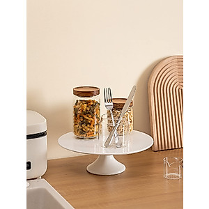 Kanwone 12-Inch Porcelain Round Cake Stand, Cake Plate, Dessert Stand, Cake Stand for Party, Home Decorating Stand, White