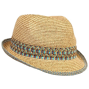 Funky Junque Multicolor Woven Fedora - Blue
