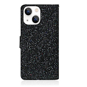 Guppy Bling Wallet Case Compatible with iPhone 14 Plus, PU Flip Blocking Wallet with Wrist Strap Magnetic Closure Built-in Kickstand Protective Case - Silver