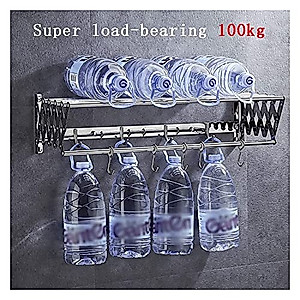 XMCX 50-80cm Laundry Drying Rack Airer -Wall Mounted - Retractable - Clothes Dryer Collapsible Folding Towel Shelf with Hooks Washing Line Easy Storage (Color : 5 Hook, Size : 80cm)