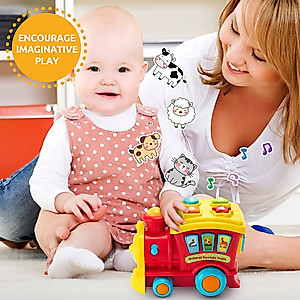 KiddoLab Toy Train - Interactive & Educational Pull Toy for Babies, Toddlers, Children - Numbers & Animal Sound Buttons, 8 Songs, Volume Control, Flashing Light - for Kids Ages 6 Months & Up
