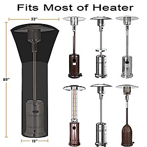 YOLIYOQU Standup Patio Heater Cover, 420D Heavy Duty Heater Cover with Zipper, Waterproof/Dustproof/Wind-Resistant/Sunlight-Resistant, for Outdoor/Patio (89'' H x 33" D x 19" B)