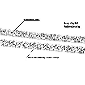 HIPBLING Silver Cuban Link Chain for Mens Miami Cuban Necklace Diamond Iced Out Chain 13mm 18inch Bling Rapper Hip Hop Necklaces Jewelry Gift for Men Women